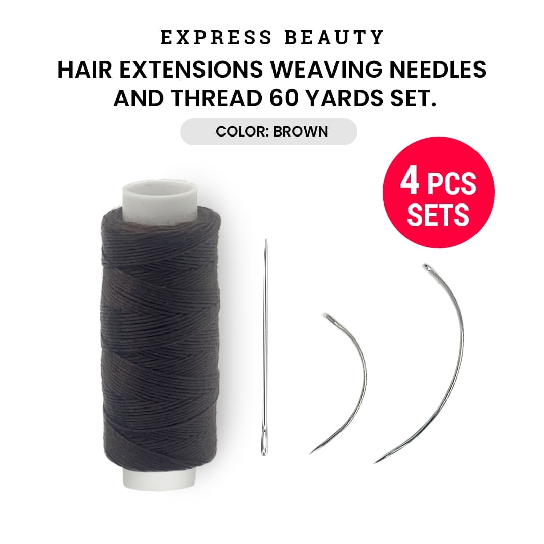 Ebo Hair Extensions Weaving Needles and 60-Yard Sewing Thread (Brown) 4pcs Set - Wig Sewing Hair ...