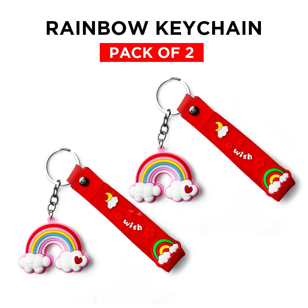 Ebo Premium Stylish Cute Silicone Keychain Rainbow Key Ring for Kids ...