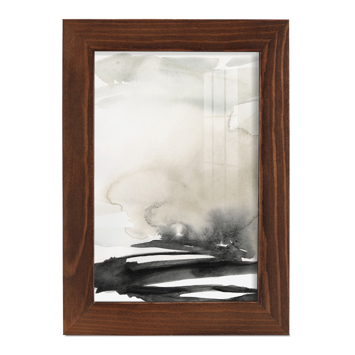 Ebony Horizon Triptych I - Framed Print w/glass - Chestnut - Walmart.com