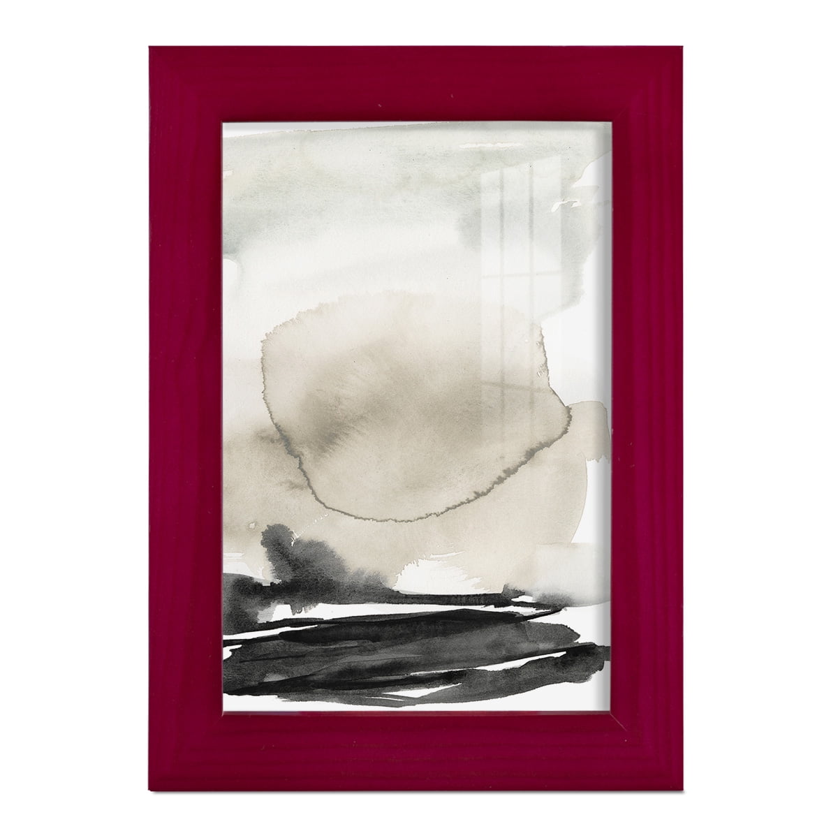 Ebony Horizon Triptych II - Framed Print w/glass - Cherry Red - Walmart.com