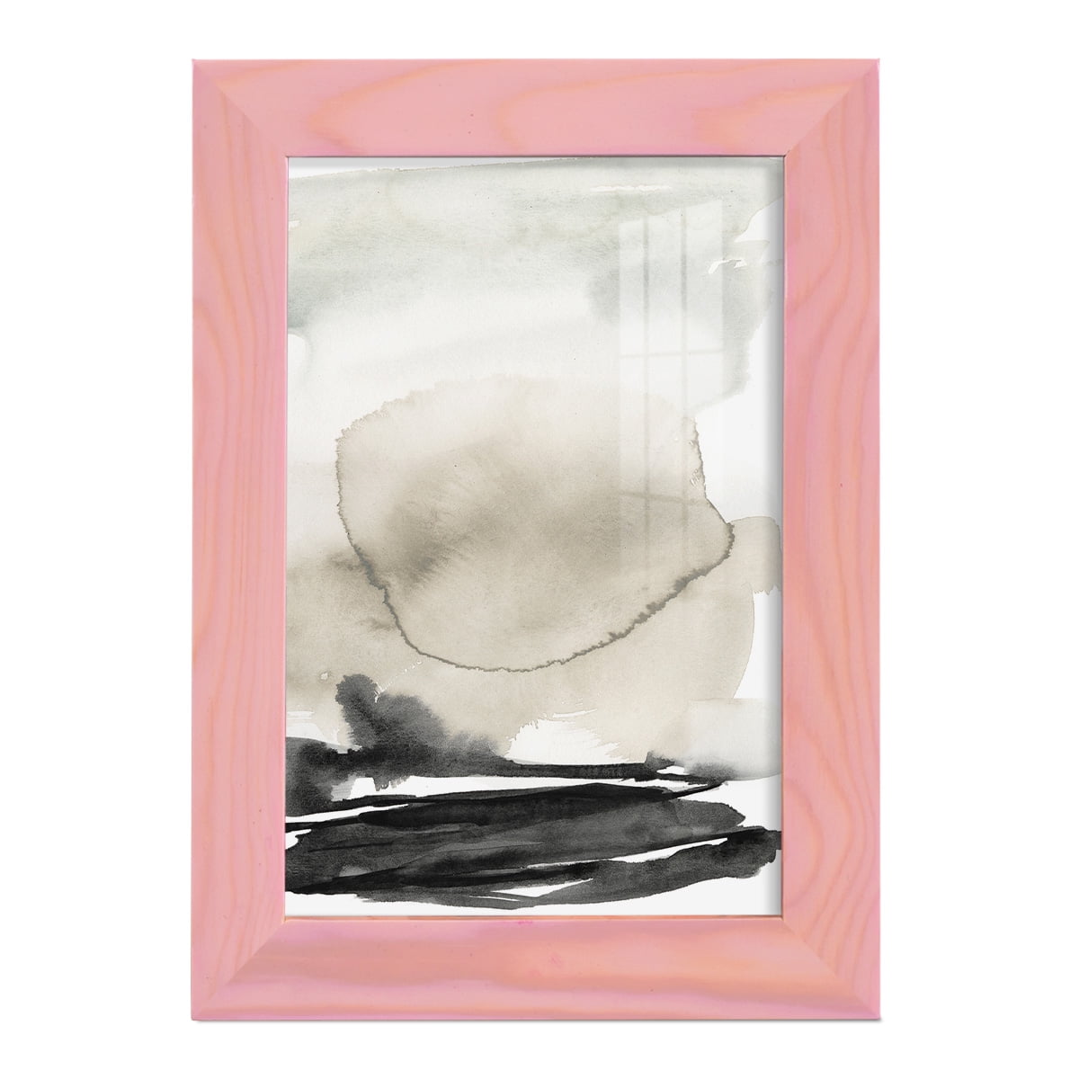 Ebony Horizon Triptych II - Framed Print w/glass - Sunset Pink ...