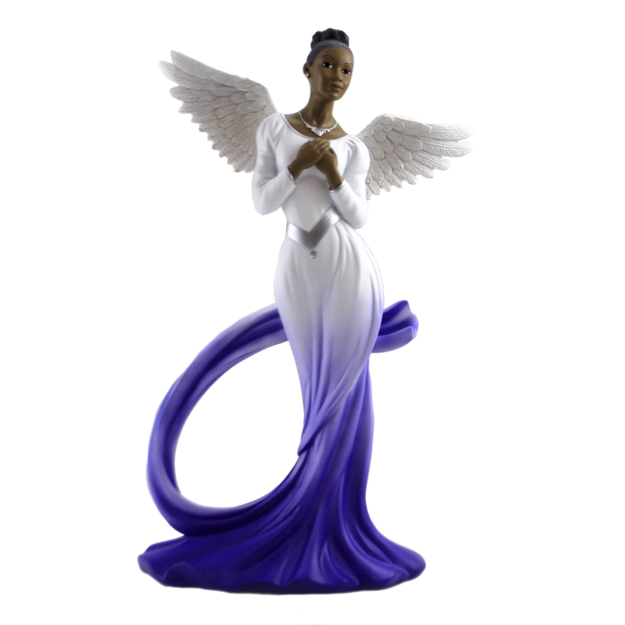 Ebony Treasures Sash Angel in Blue African American Angel Statue white ...