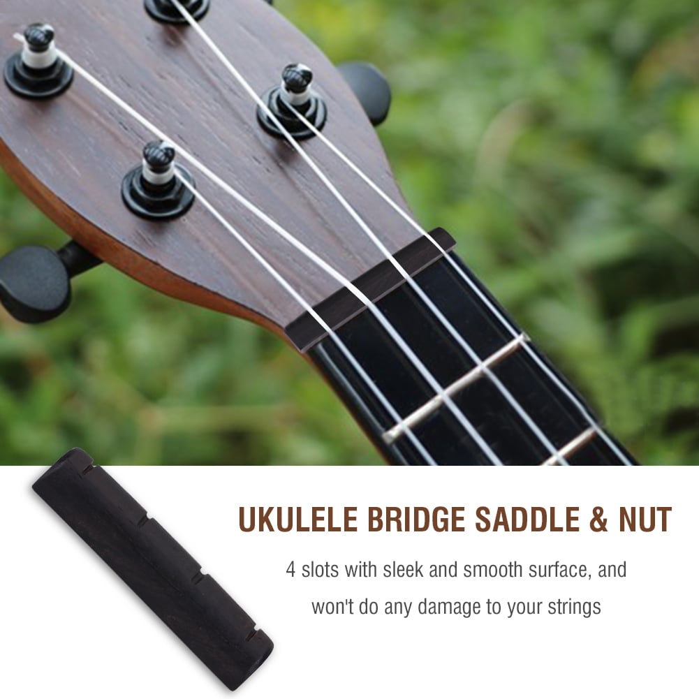 Ebony Ukulele Bridge Saddle and Nut for 4 Strings Ukuleles Musical ...