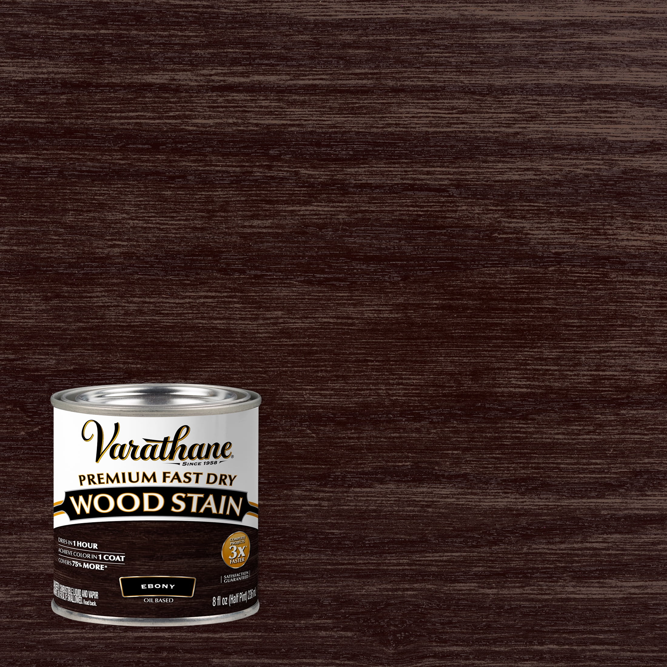 Varathane Premium Fast Dry Wood Stain, Ebony-269400, Half Pint for ...