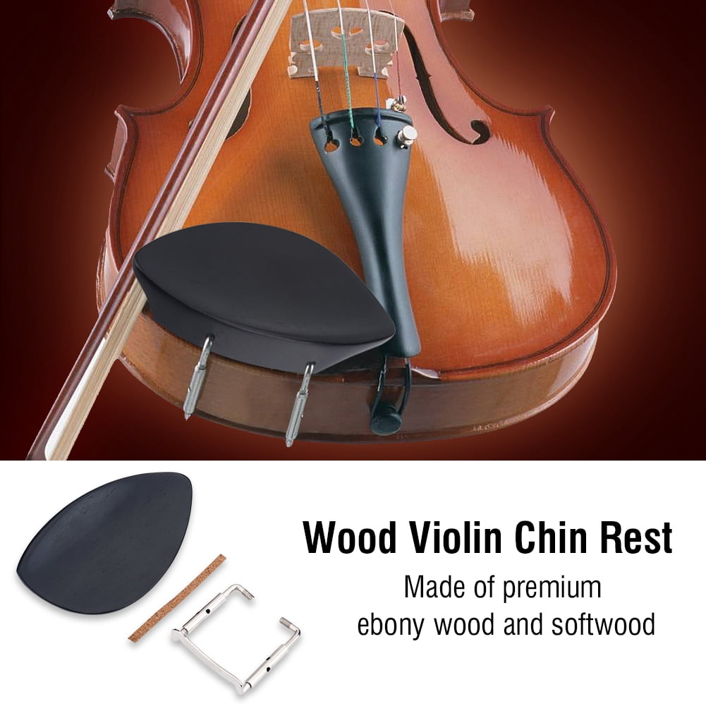 Ebony Wood Chin Rest with Softwood Strip&Bracket for 4/4 Size Violin ...