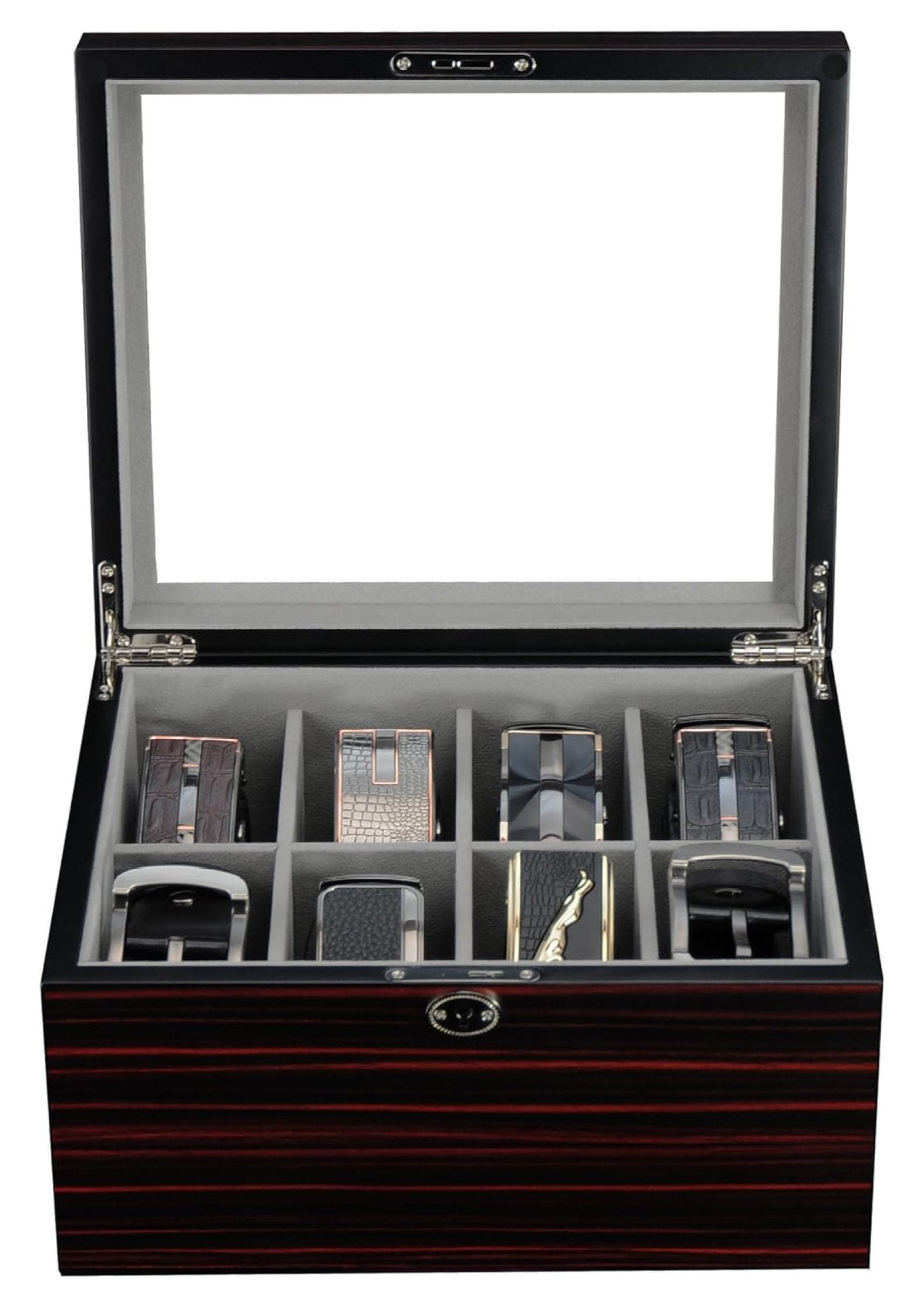 Ebony Wood Display Case for 8 Belts and Accessories Storage Organizer ...