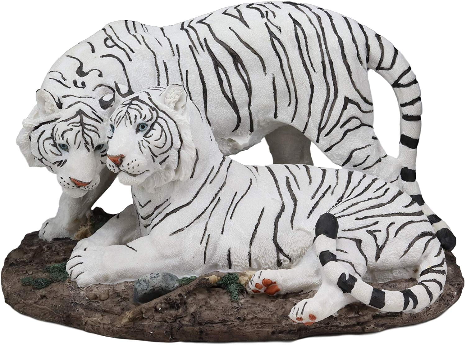 Ebros 10.25" Wide Embracing Albino Bengal White Tiger Couple Statue As ...