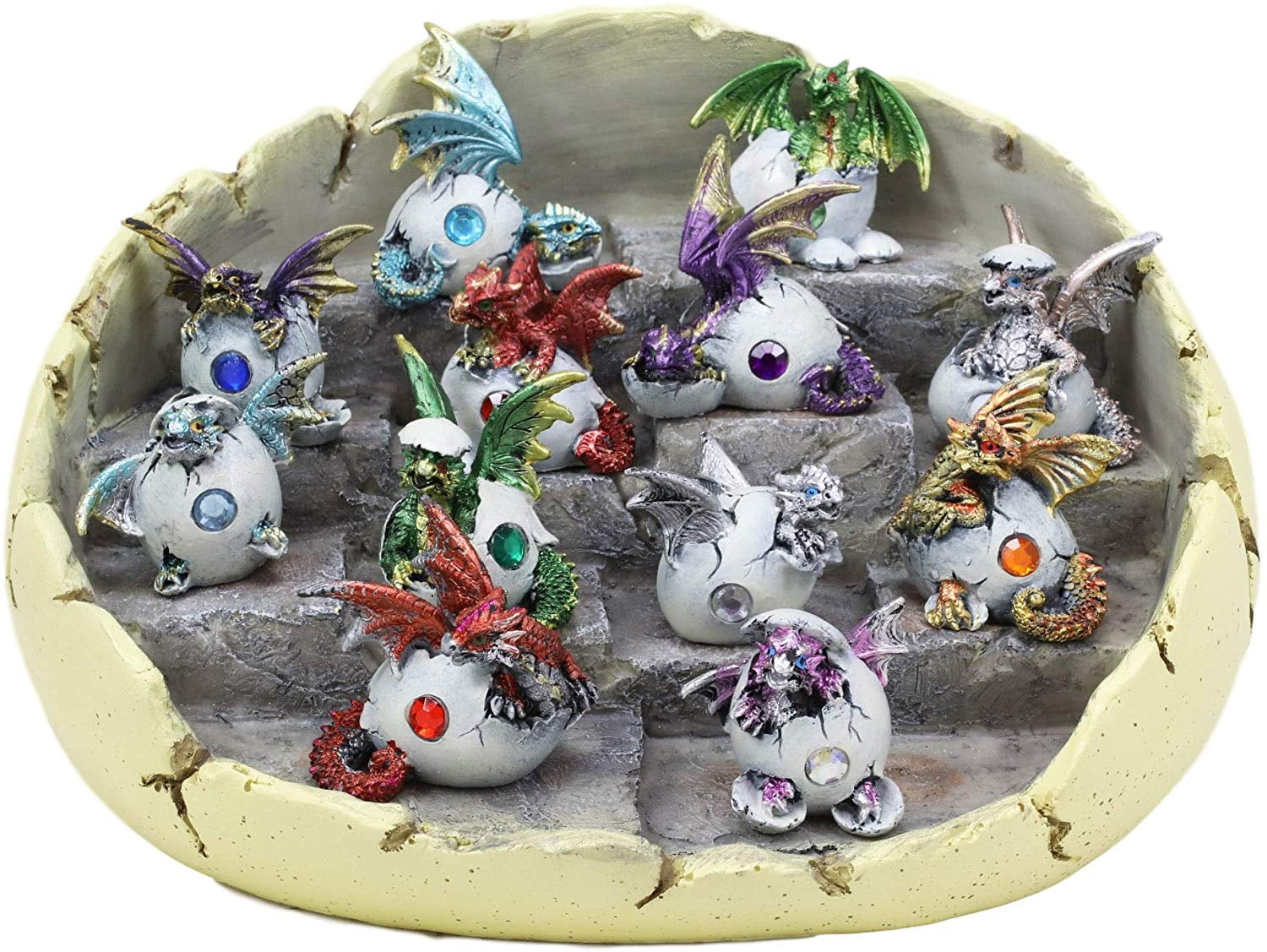 Ebros 12 Month Birthstone Dragons in Eggs Miniature Figurines with ...