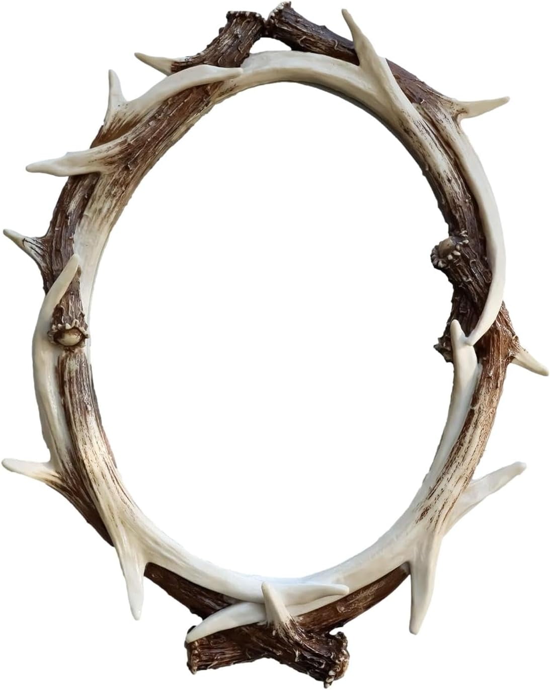Ebros 27" High Western Rustic s Stag Deer Antlers Rack Oval Wall Mirror ...