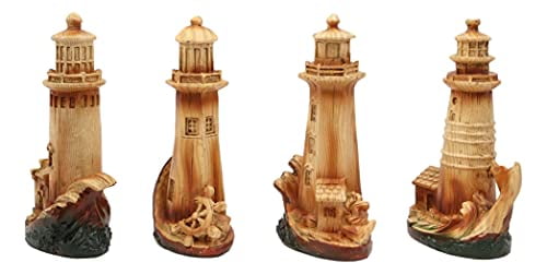 Ebros 3.5"Tall Nautical Marine Scenic Lighthouse By The Ocean Set Of 4 ...