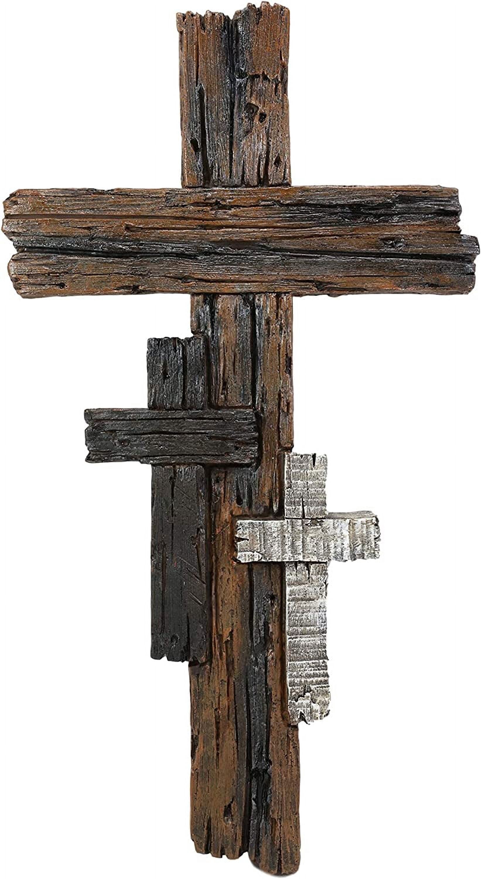 Ebros 3 Faux Wood Walnut Birch Driftwood Color Finish Divine Wall Cross ...