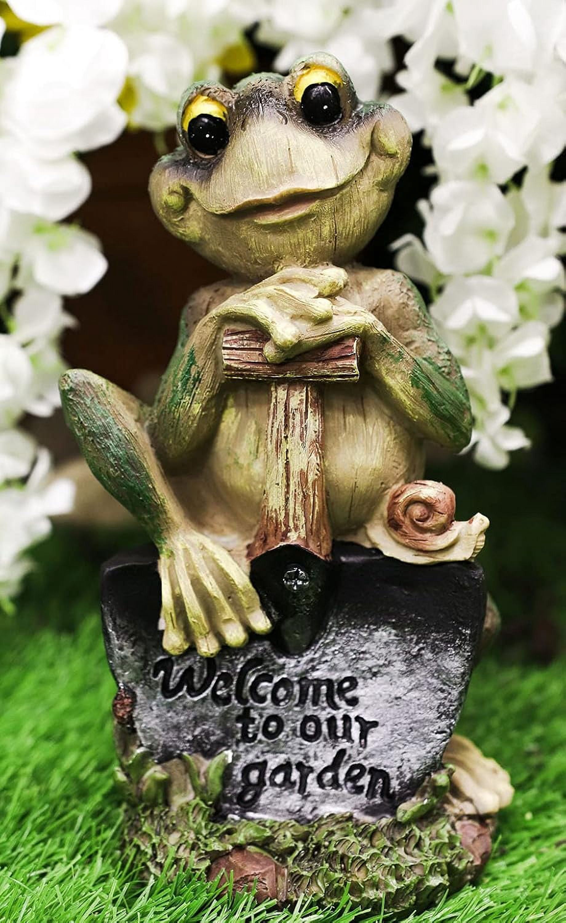 Ebros 9" Tall Whimsical Green Thumb Frog Toad with 'Welcome to My ...