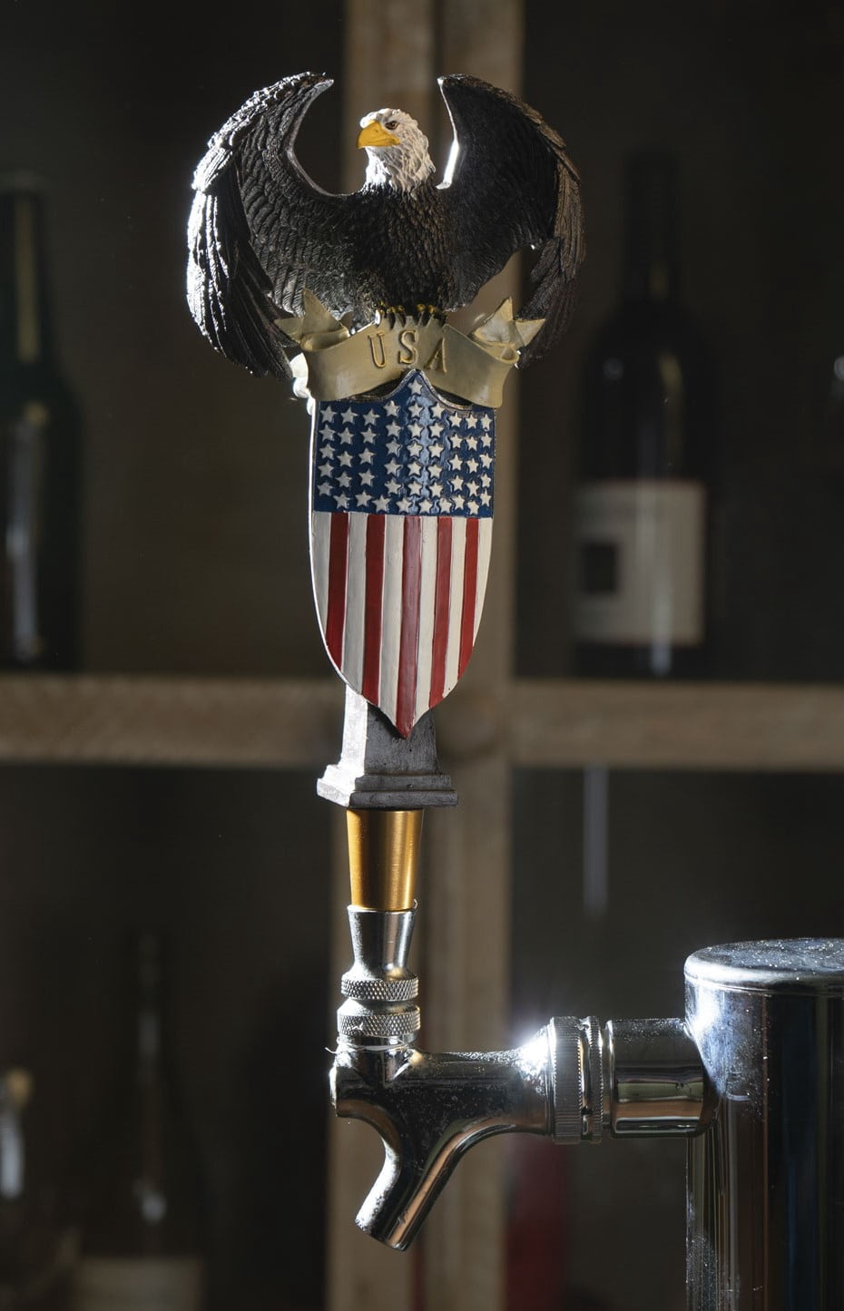 Ebros American Bald Eagle USA Flag Shield Novelty Beer Tap Handle ...