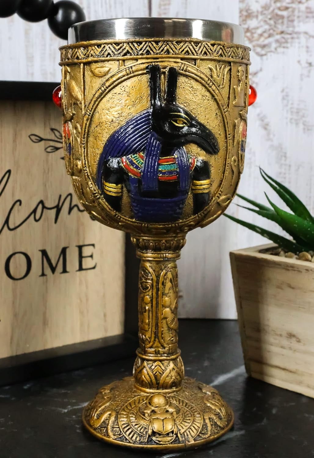 Ebros Ancient Egyptian 6oz Golden Hieroglyphic Wine Goblet Featuring ...