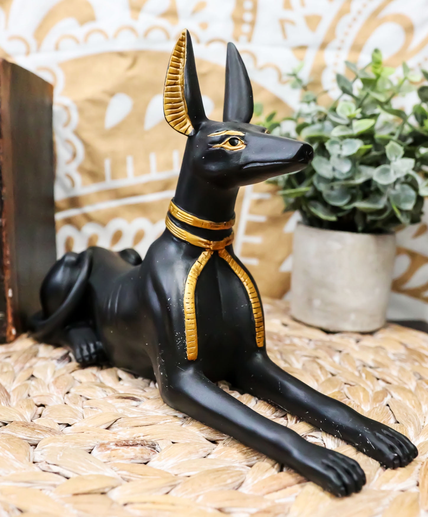 Ebros Ancient Egyptian God Anubis Dog in Sitting Pose Figurine 10" Long ...