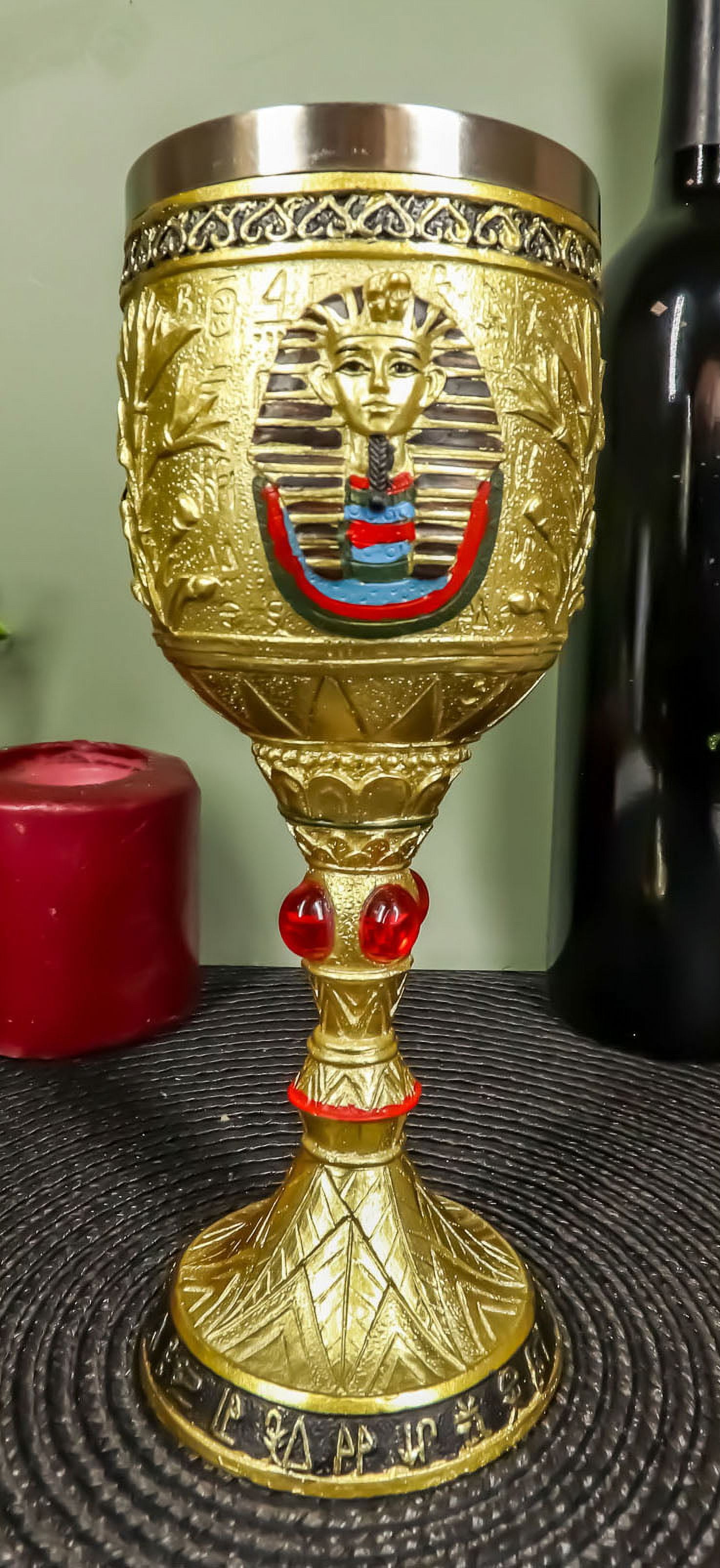 Ebros Ancient Egyptian Pharaoh King Tut Resin Wine Goblet Chalice With ...