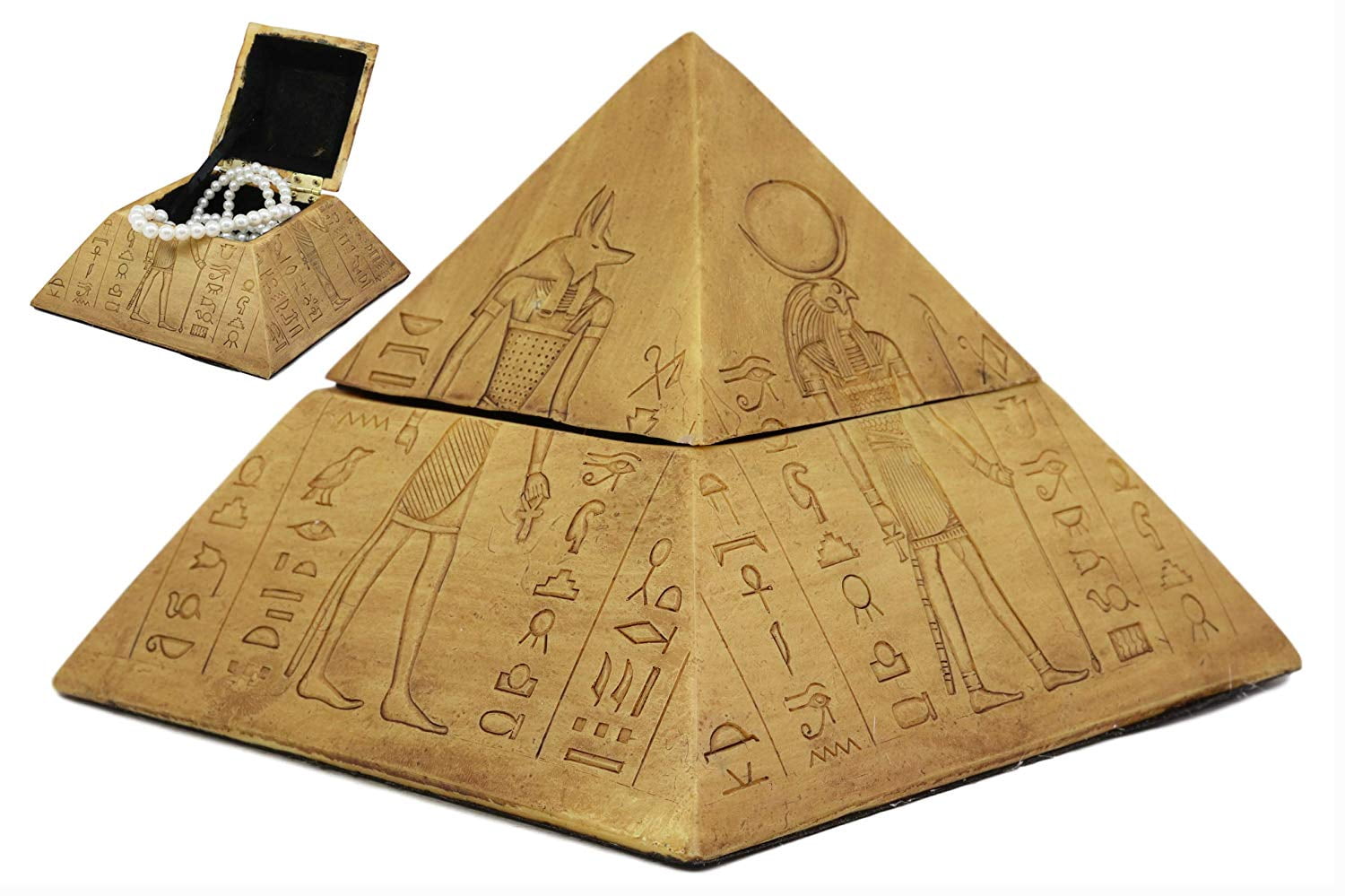Ebros Ancient Egyptian Themed Carved Pyramid Hinged Jewelry Box ...