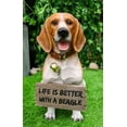 Ebros Beagle Welcome Greeter With Jingle Collar Sign Statue 12"H Dog ...