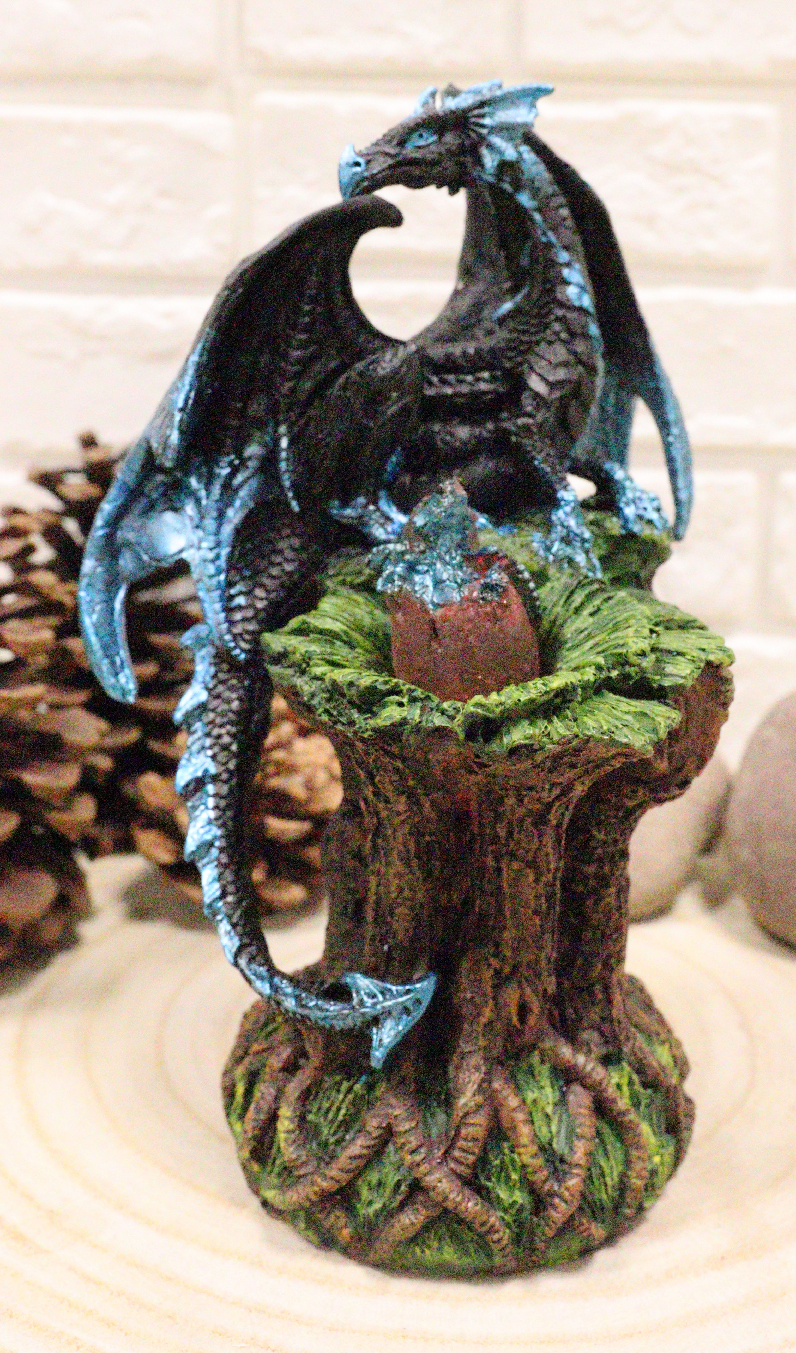 Ebros Blue Midnight Dragon Mother Guarding LED Translucent Egg Figurine ...