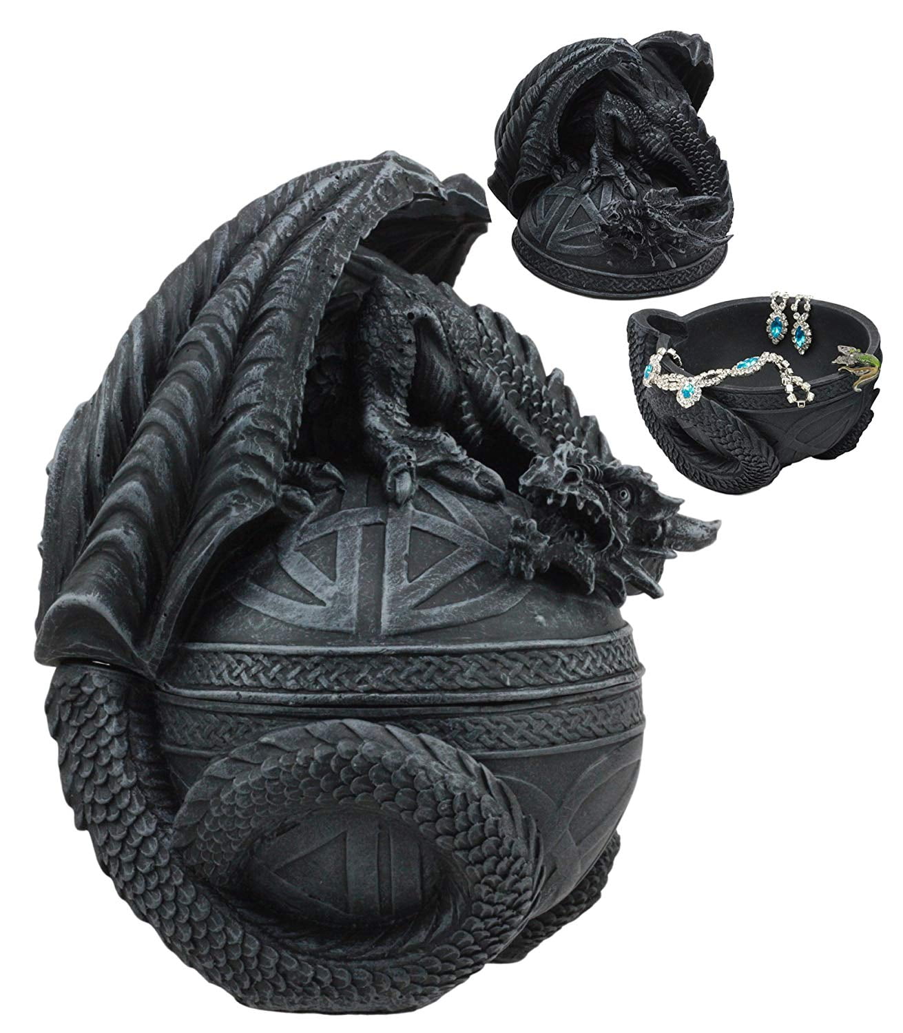 Ebros Bone Collector Celtic Druid Dragon Sitting Atop Gyrosphere Orb ...