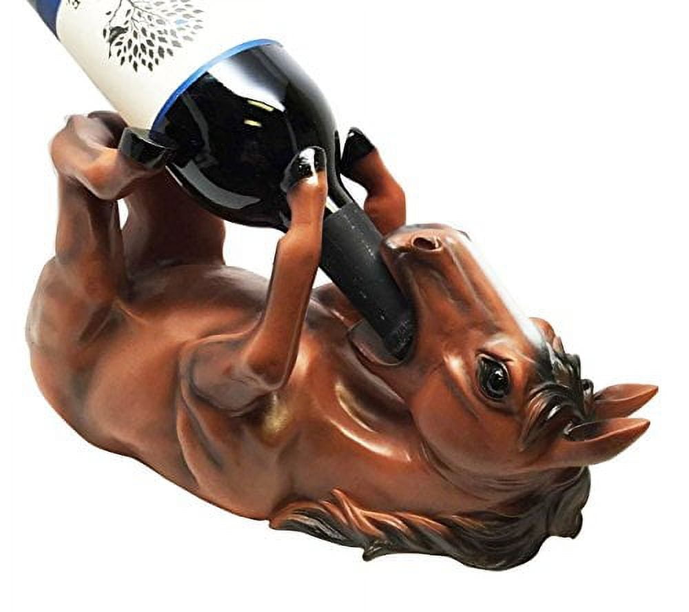 Ebros Brown Chestnut Equestrian Stallion Horse Wine Bottle Holder Caddy ...