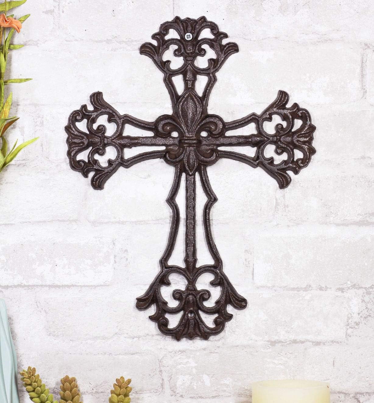 Ebros Cast Iron Southwest Fleur De Lis Emblems with French Scroll Art ...