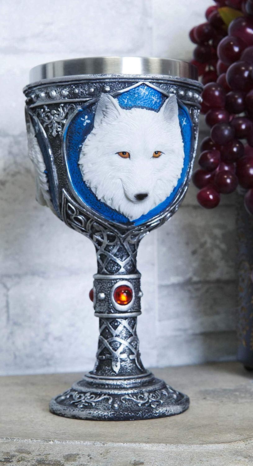 Ebros Celtic Direwolf White Snow Wolf 8oz Wine Goblet Chalice - Walmart.com