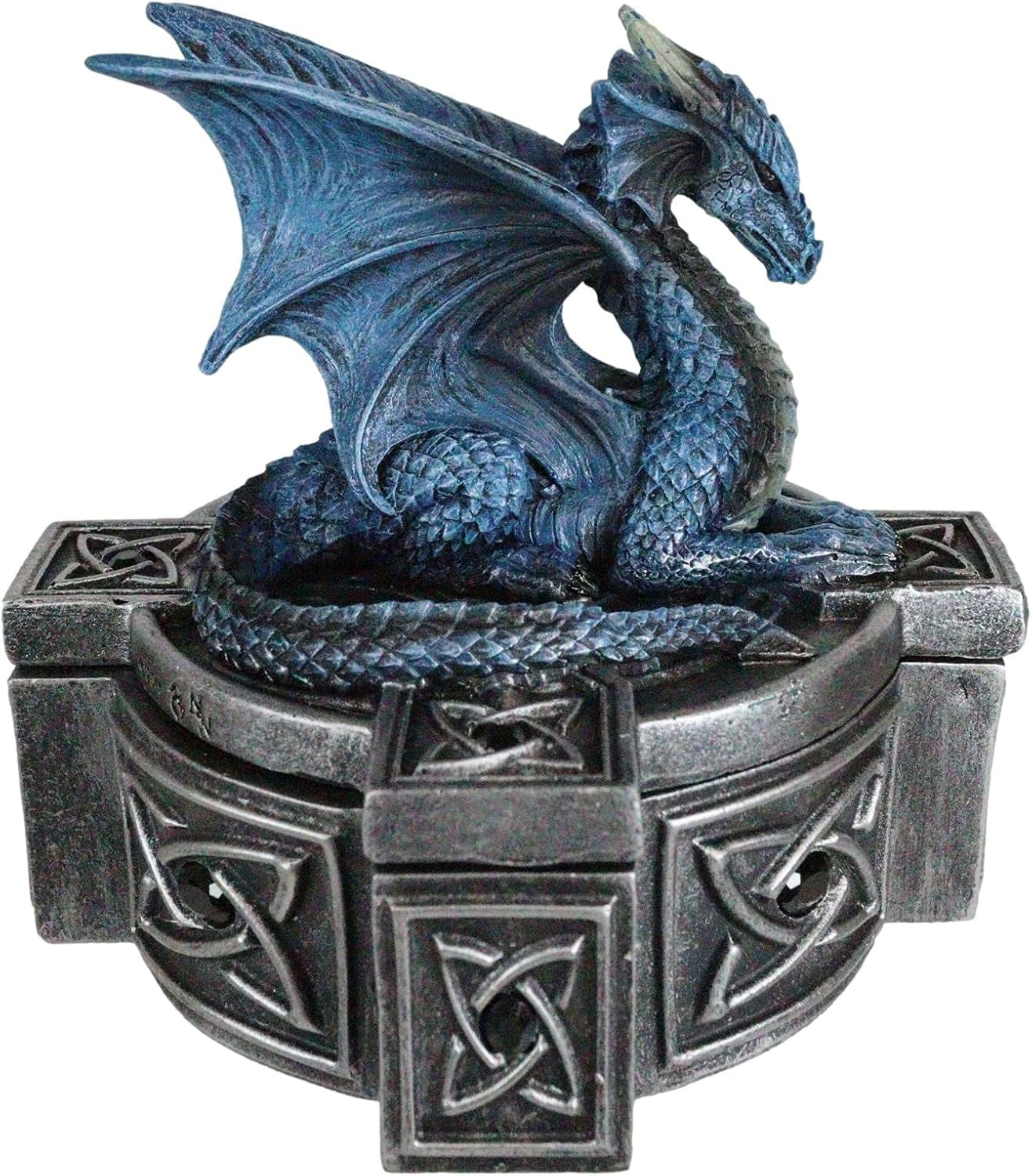 Ebros Celtic High Cross Bifrost Blue Altar Resting Dragon On Decorative ...