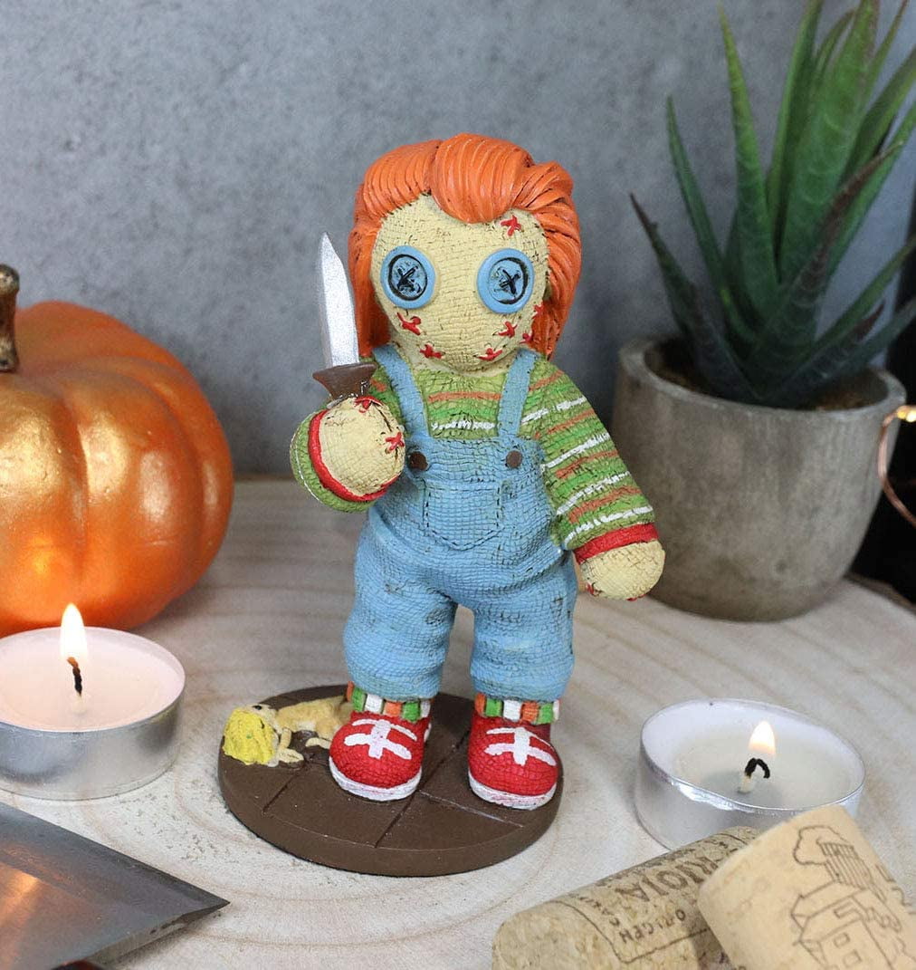 Ebros Pinheadz Stitched Up Monster Figurine, Child's Play Buddi Horror Doll Chucky with Knife ...