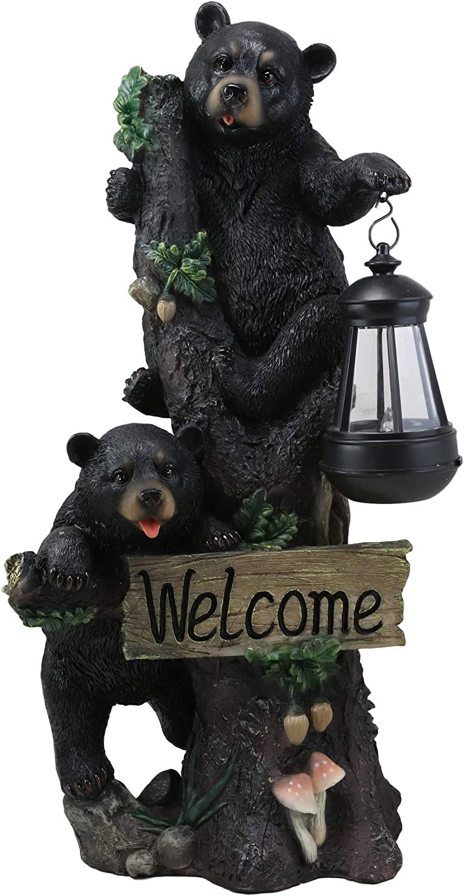 Ebros Climbing Black Bear Cubs Garden Light Statue Figurine Solar LED ...