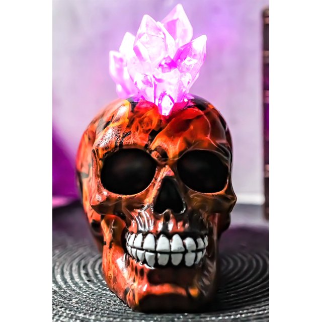 Ebros LED Light Mohawk Crystal Red Devil Skull Figurine - Resin ...