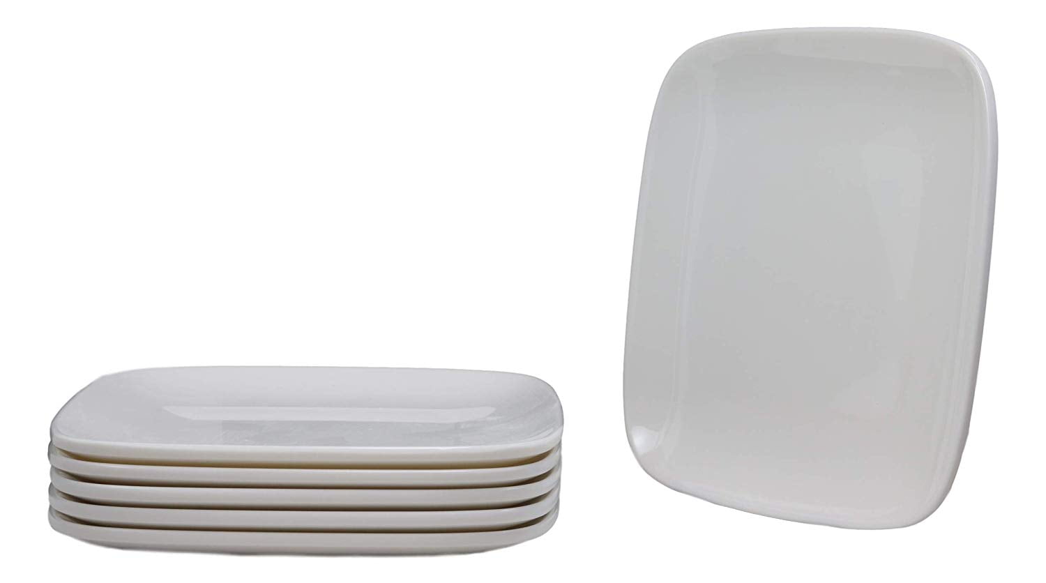 Ebros Contemporary 6.5" Square White Jade Melamine Dessert Plates Pack ...