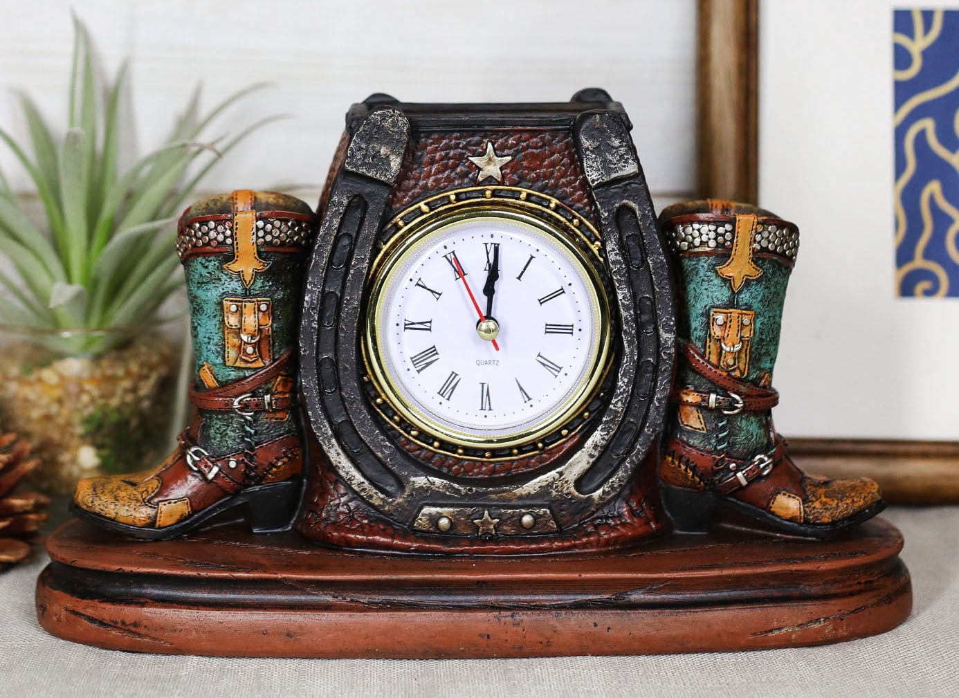 Ebros Country Western Star Lucky Horseshoe And Cowboy Boots Analog ...