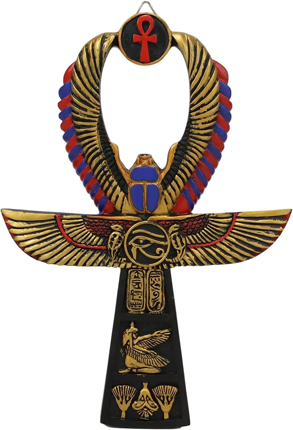 Ebros Crux Ansata Egyptian Golden Ankh With Winged Scarab Maat And Eye ...