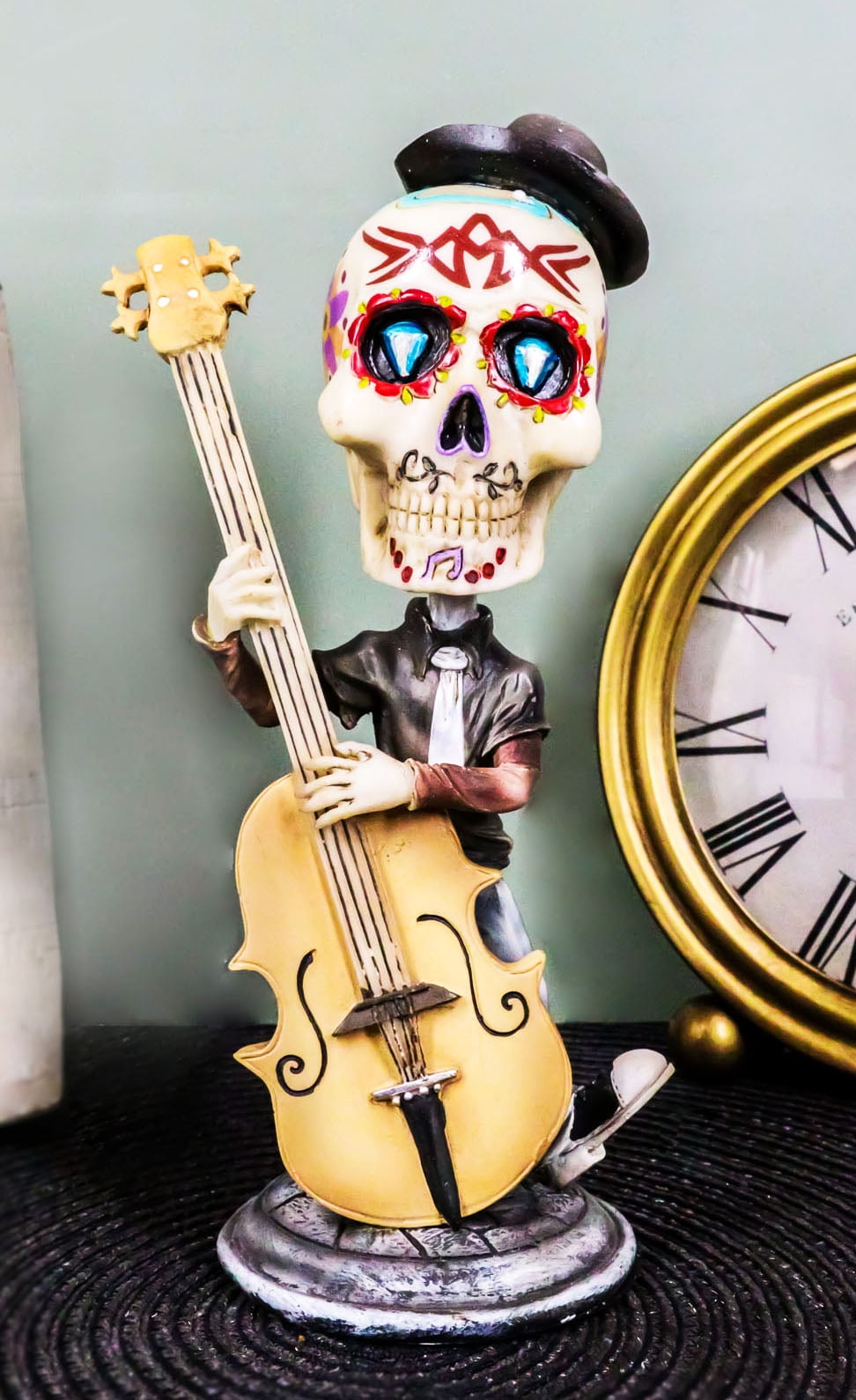 Ebros DOD Skeleton Rock Band Bass Player Bassist Bobblehead Statue 7 ...