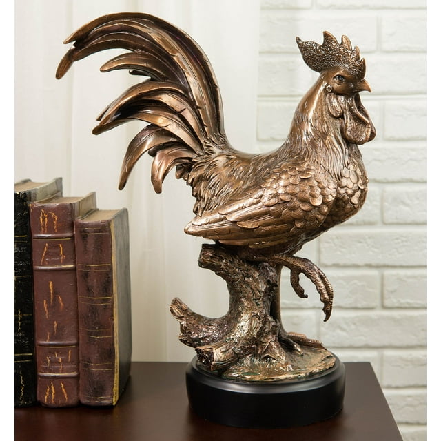 Ebros Decorative Large Rustic Country Farm Rooster Bronze Electroplated ...
