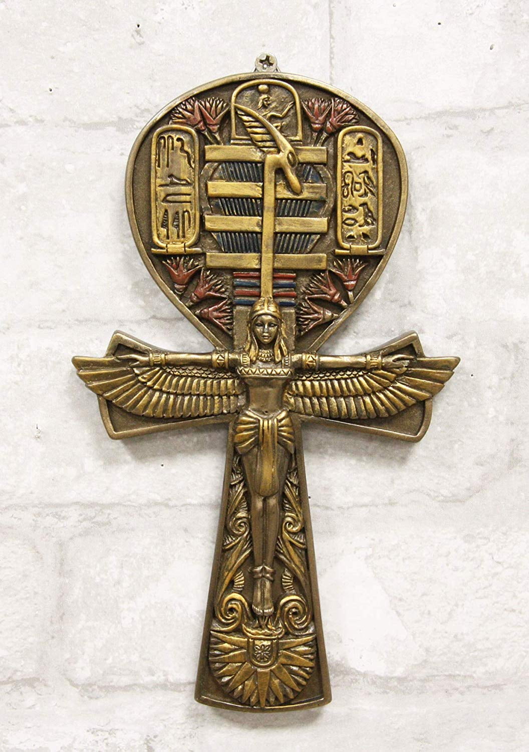 Ebros Egyptian Ankh of Isis with Open Wings Wall Plaque 7.5" High ...
