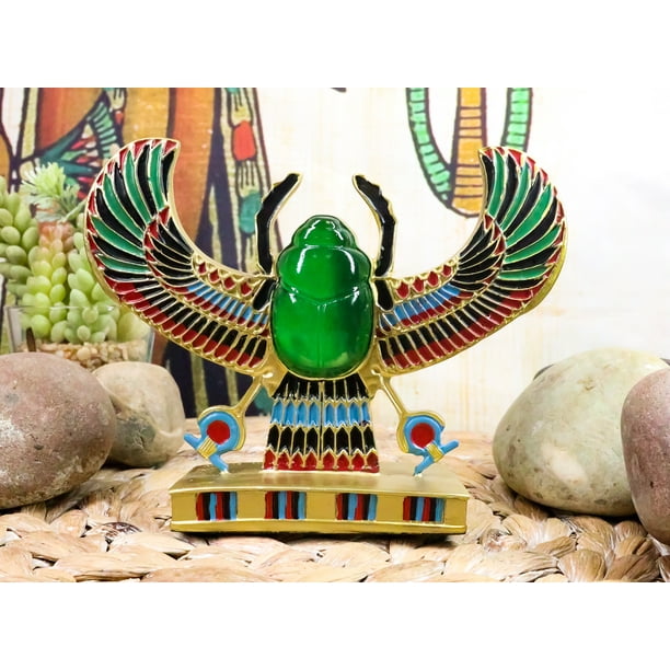 Ebros Egyptian Winged Scarab Amulet Ankh Symbol of Rebirth Figurine ...