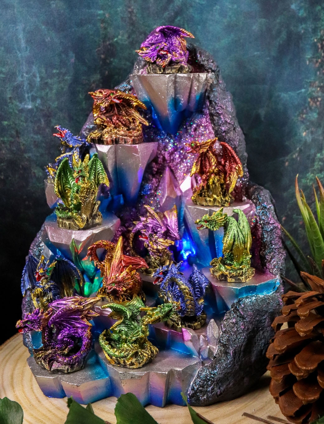 Ebros Fantasy 12 Mini Dragons With LED Lighted Glacier Mountain Display ...