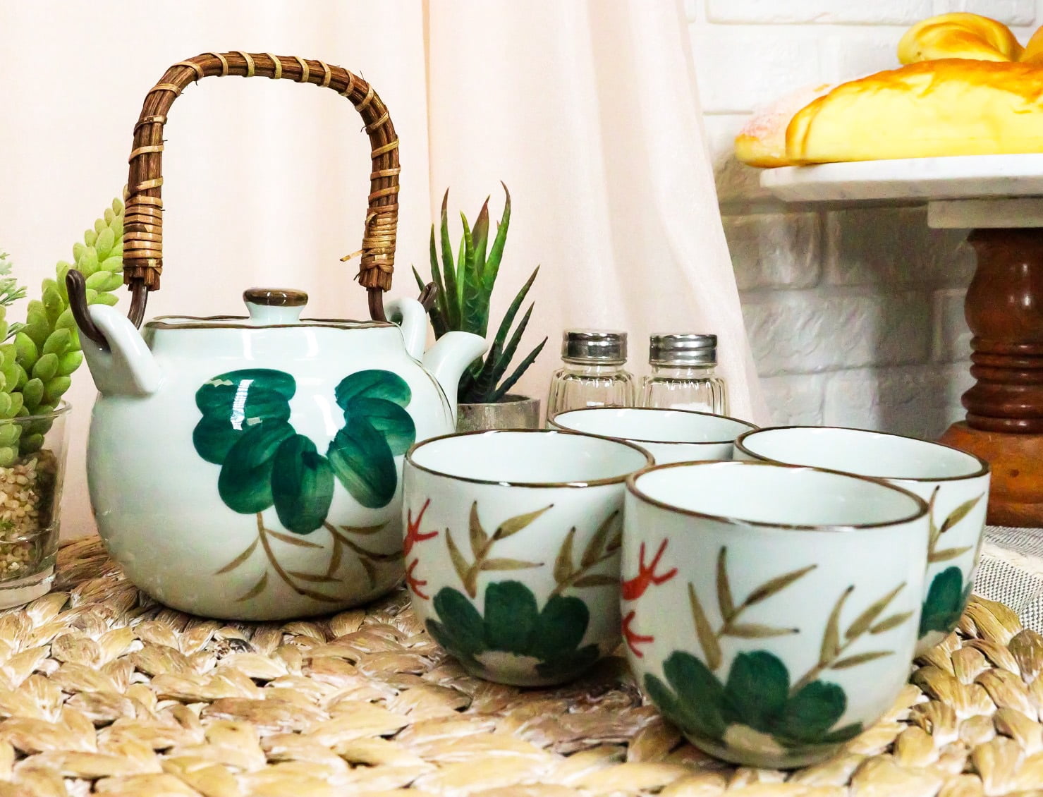 Ebros Feng Shui Auspicious Koi Fish Pair Lily Pond Ceramic Teapot & 4 ...