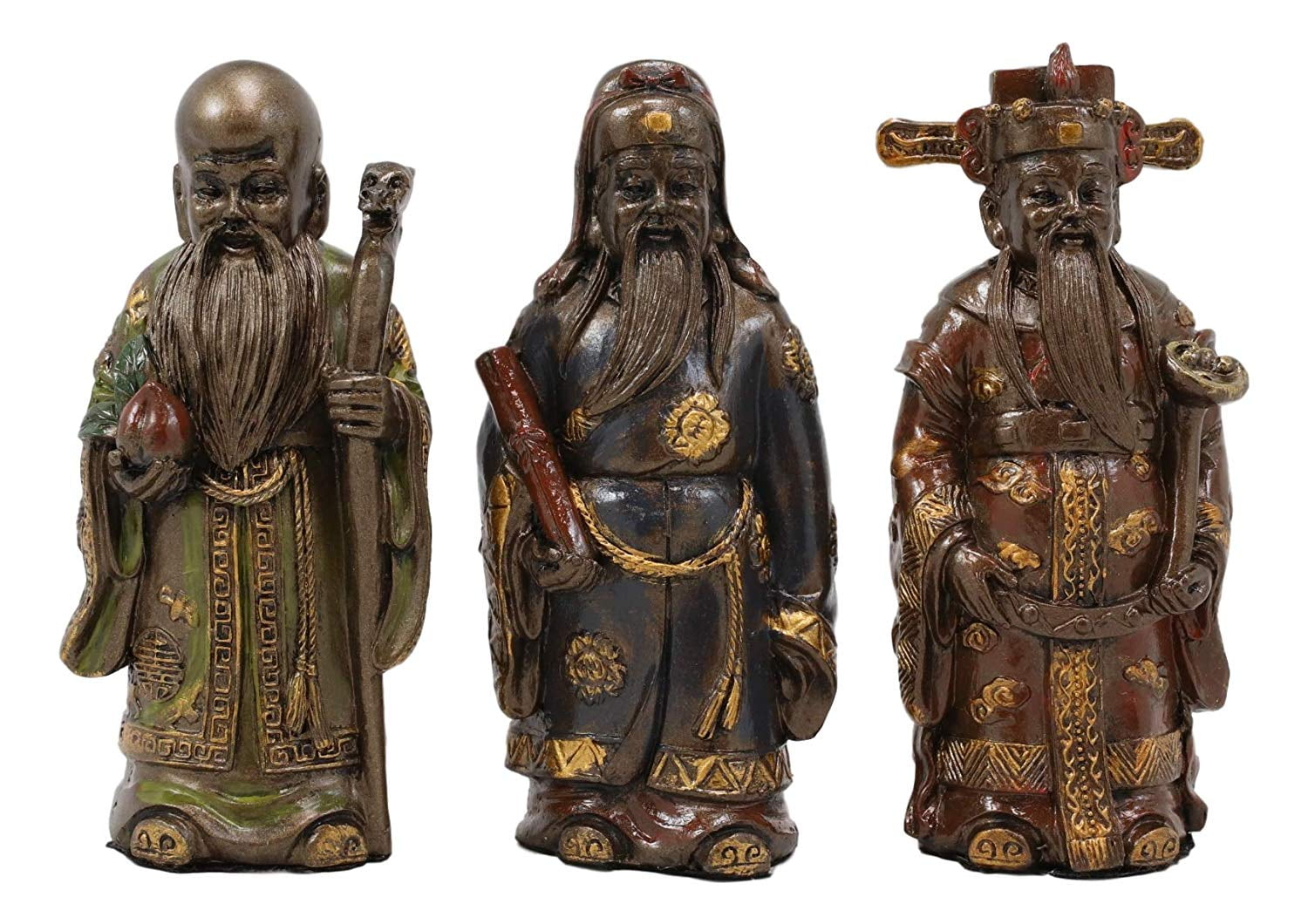 Ebros Feng Shui Fu Lu Shou Gods San Xing Three Celestial Stars Figurine ...