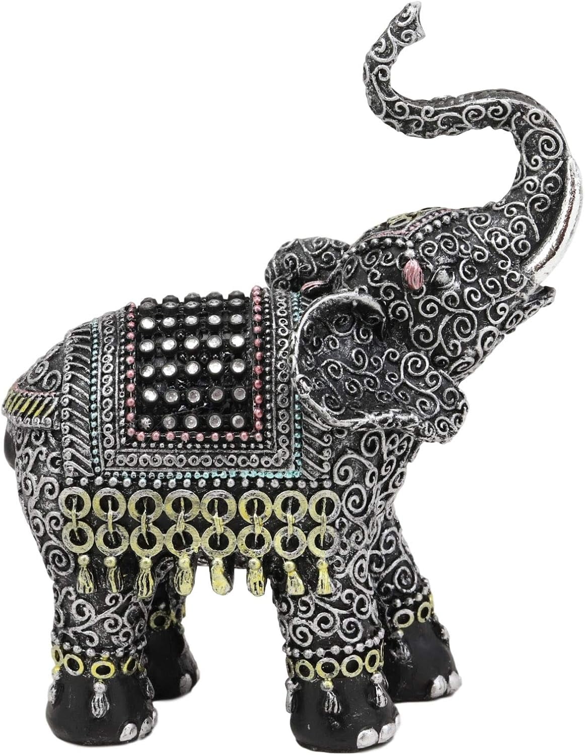 Ebros Feng Shui Scroll Art with Sculpted Tapestry Pattern Elephant with ...