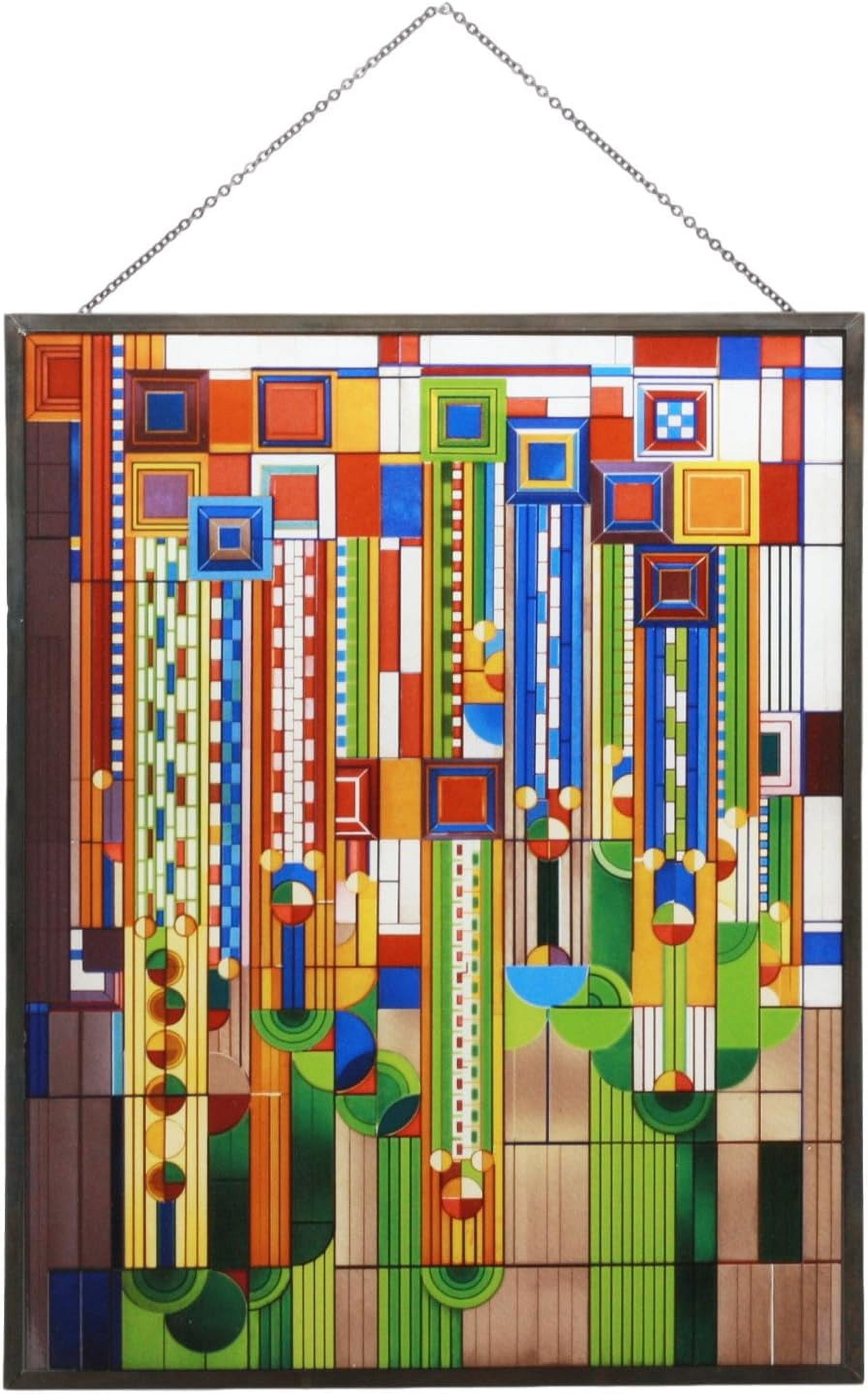 Ebros Frank Wright Metal Framed Cactus Flowers Stained Glass Art Wall ...