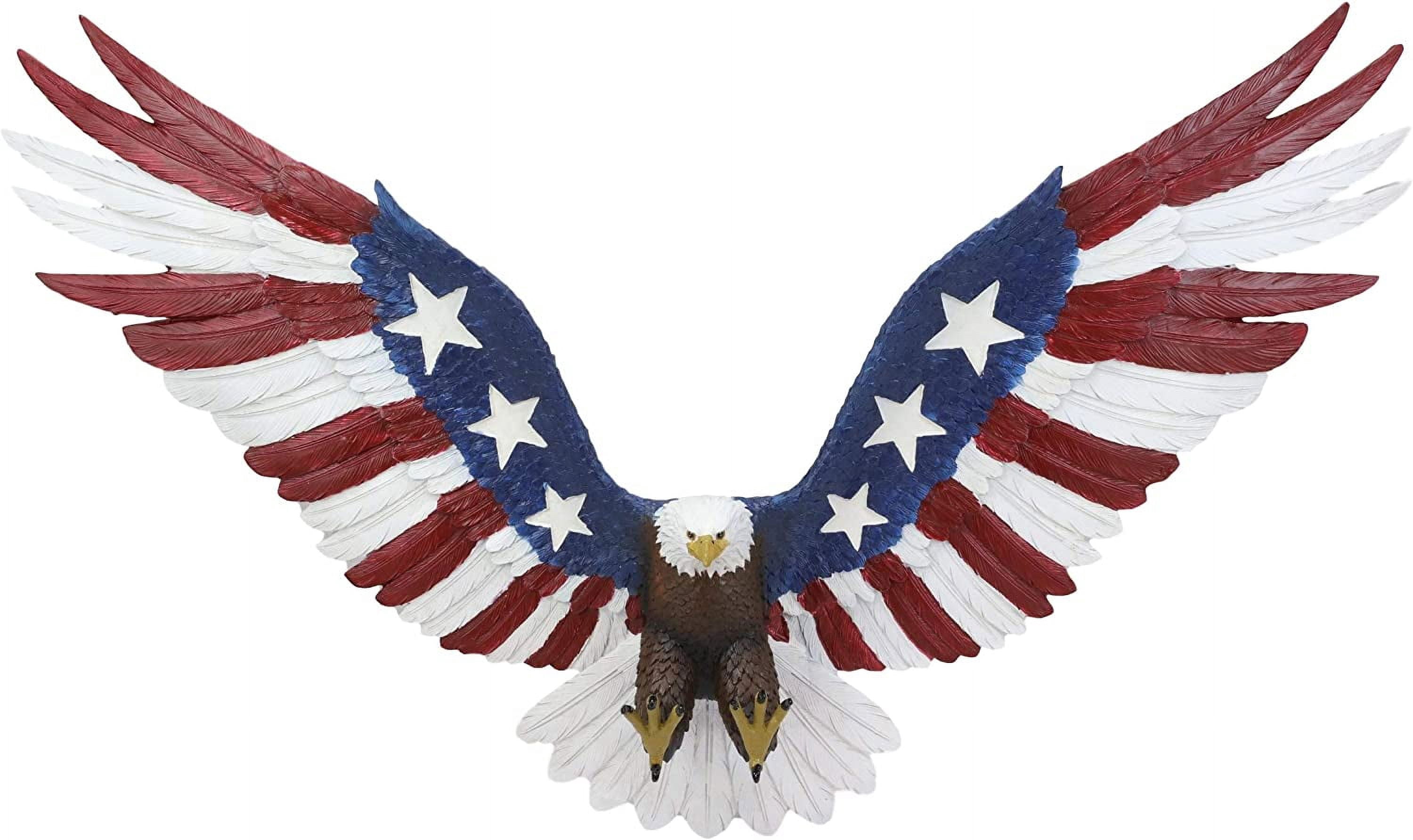 Ebros Freedom Large Flying Flag Bald Eagle With Talons Out Wall Statue ...