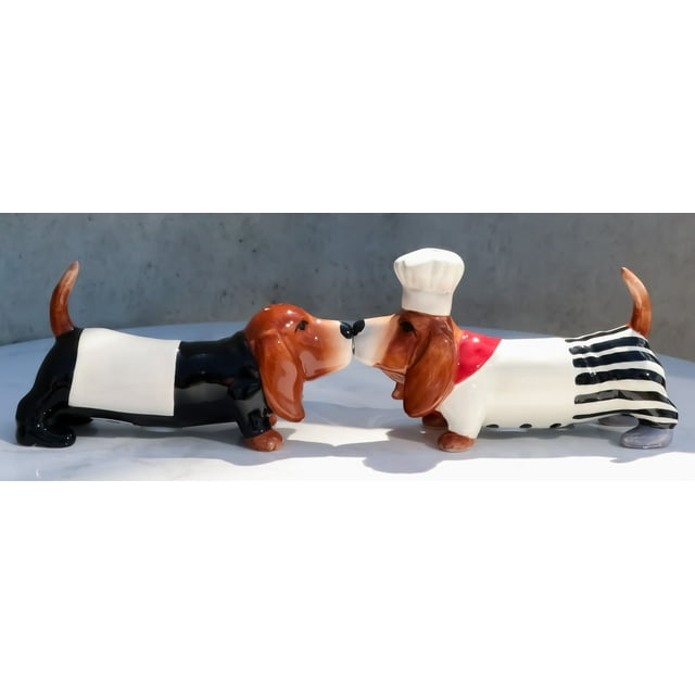 Ebros French Basset Hound Chef And Butler Dogs Ceramic Salt Pepper ...