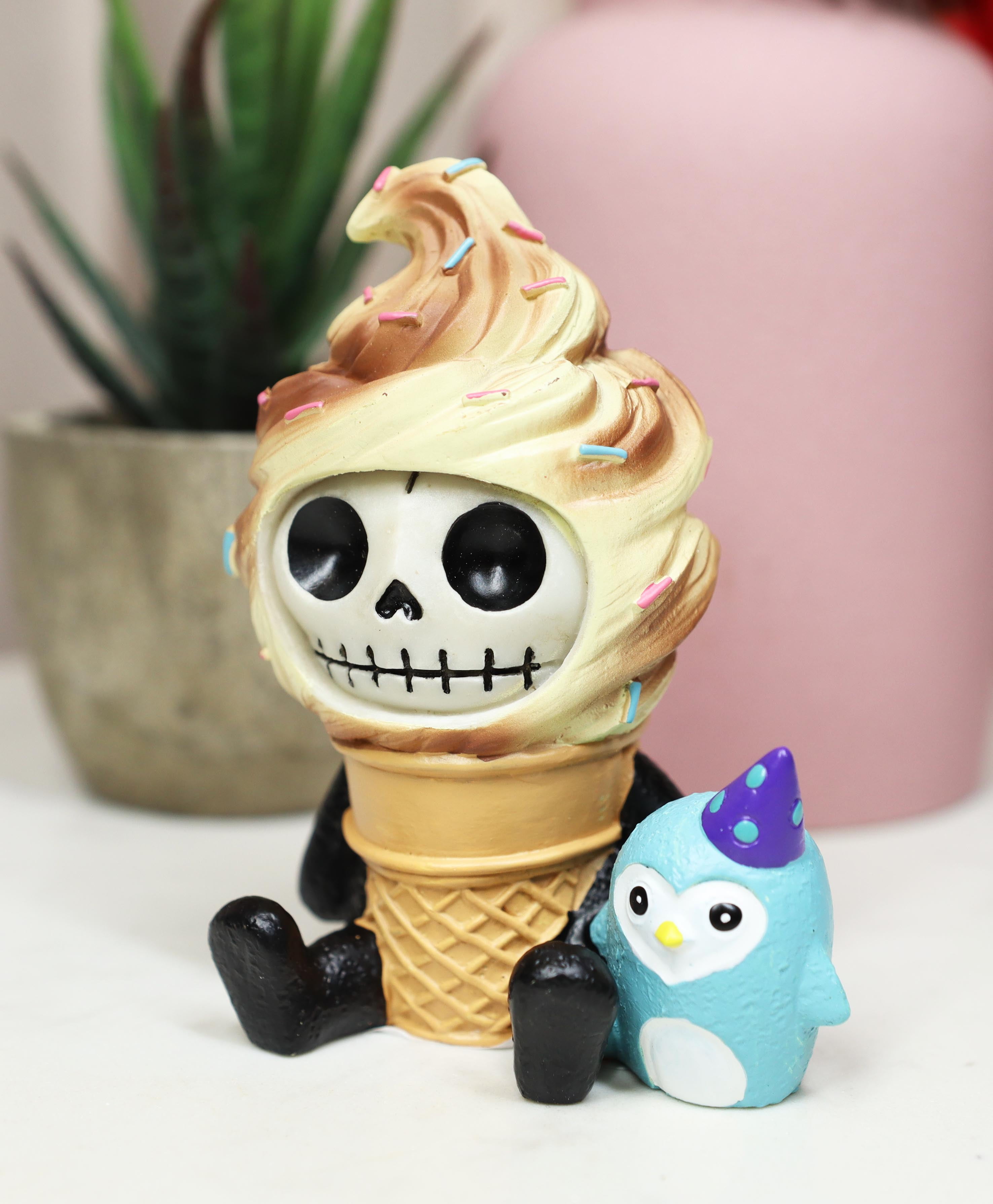 Ebros Furry Bones Sweet Tooth Ice Cream Swirl On Sugar Cone Skeleton ...