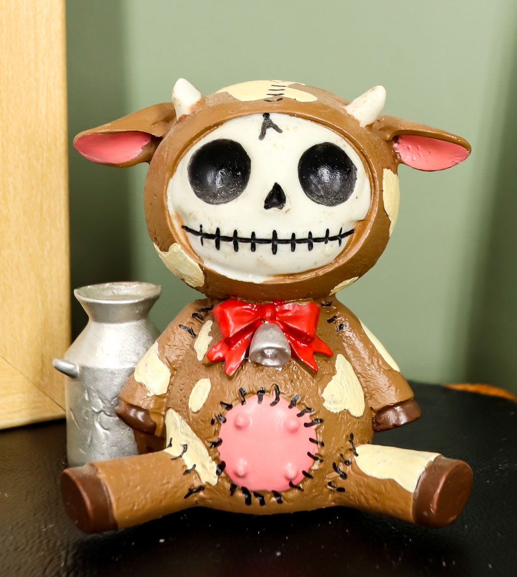 Ebros Furrybones Brown Moo Moo Bovine Cow With Milk Jug Voodoo Skeleton ...