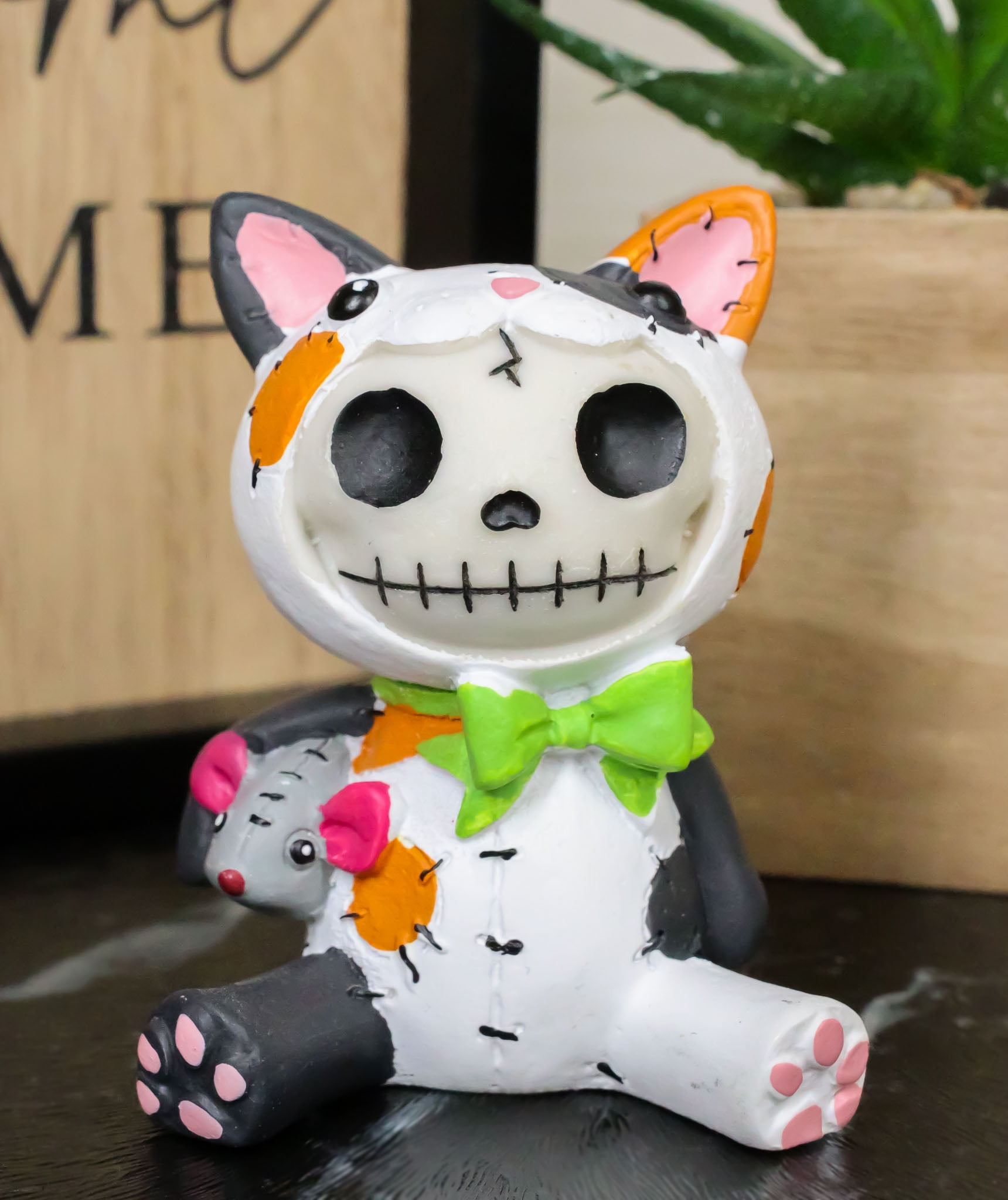 Ebros Furrybones Stitched Doll Calico Cat Skeleton Figurine 3"H Cat Mao ...