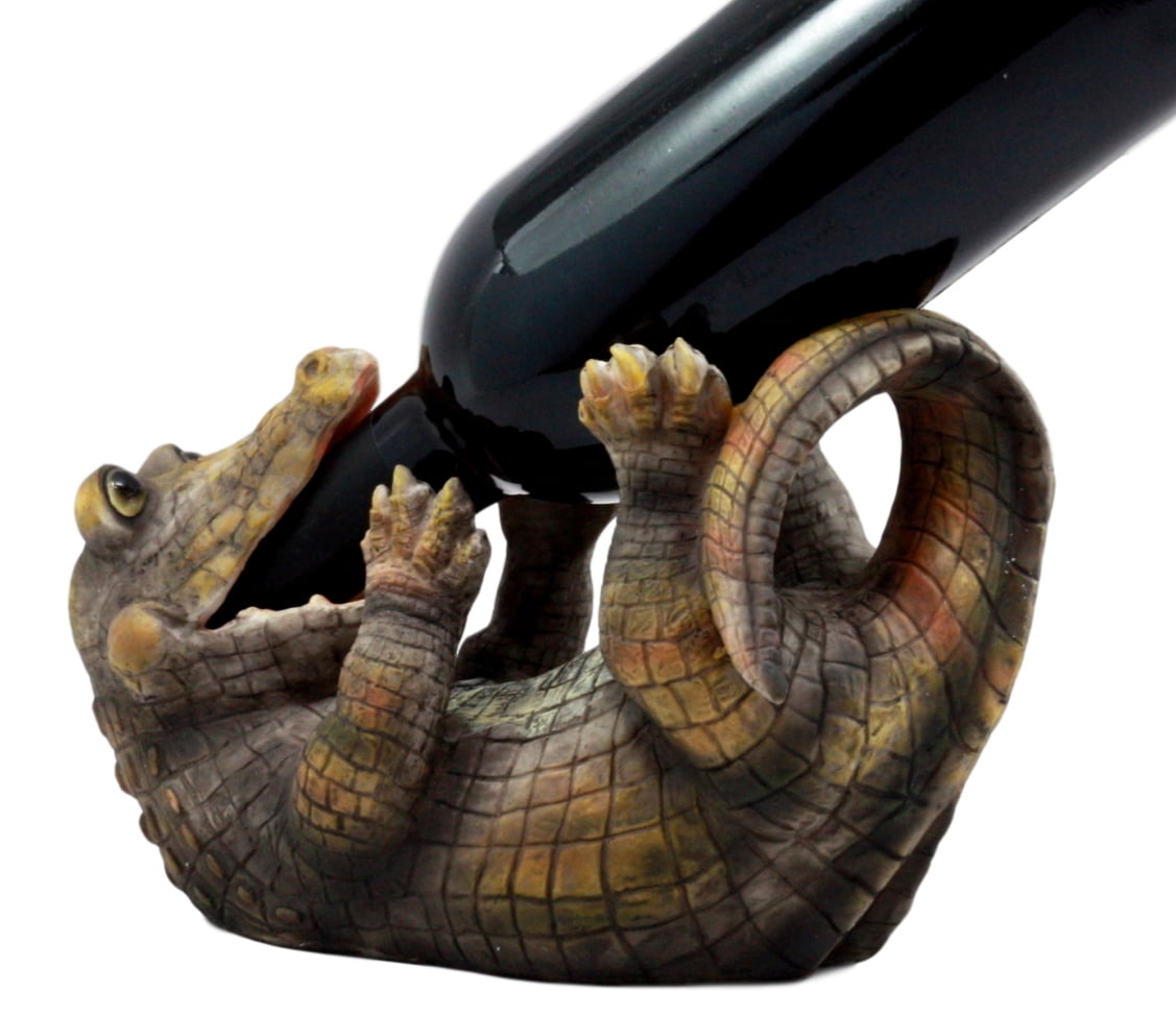 Ebros Gift Comical Thirsty Alligator Wine Holder Figurine 8.75"H ...