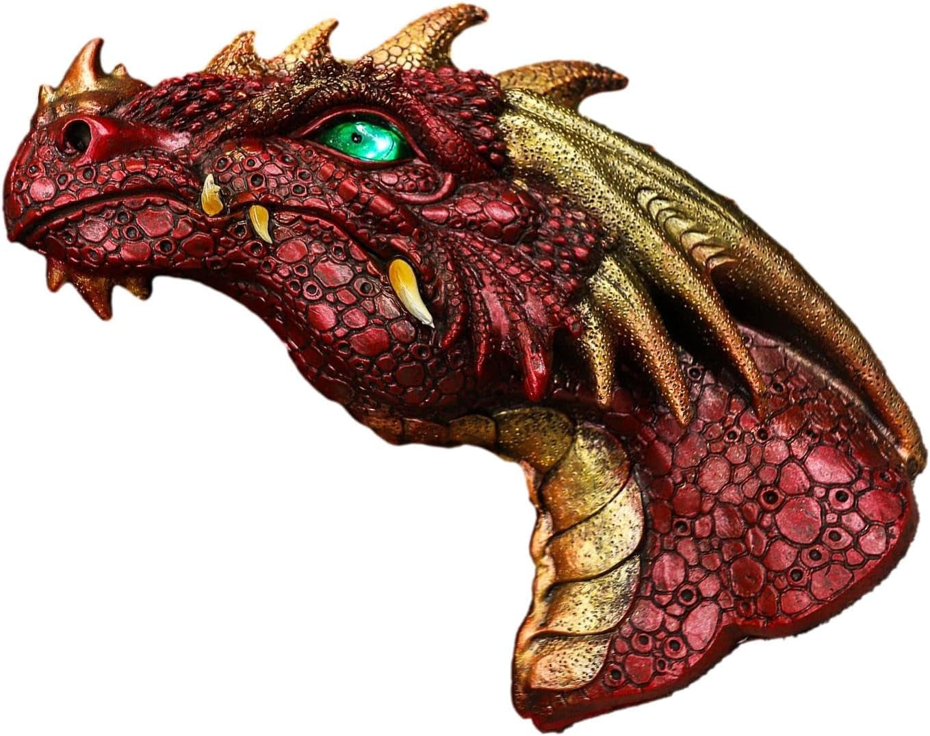Ebros Gift Fantasy Volcanic Fire Red Spiked Dragon Head Wall Decor ...